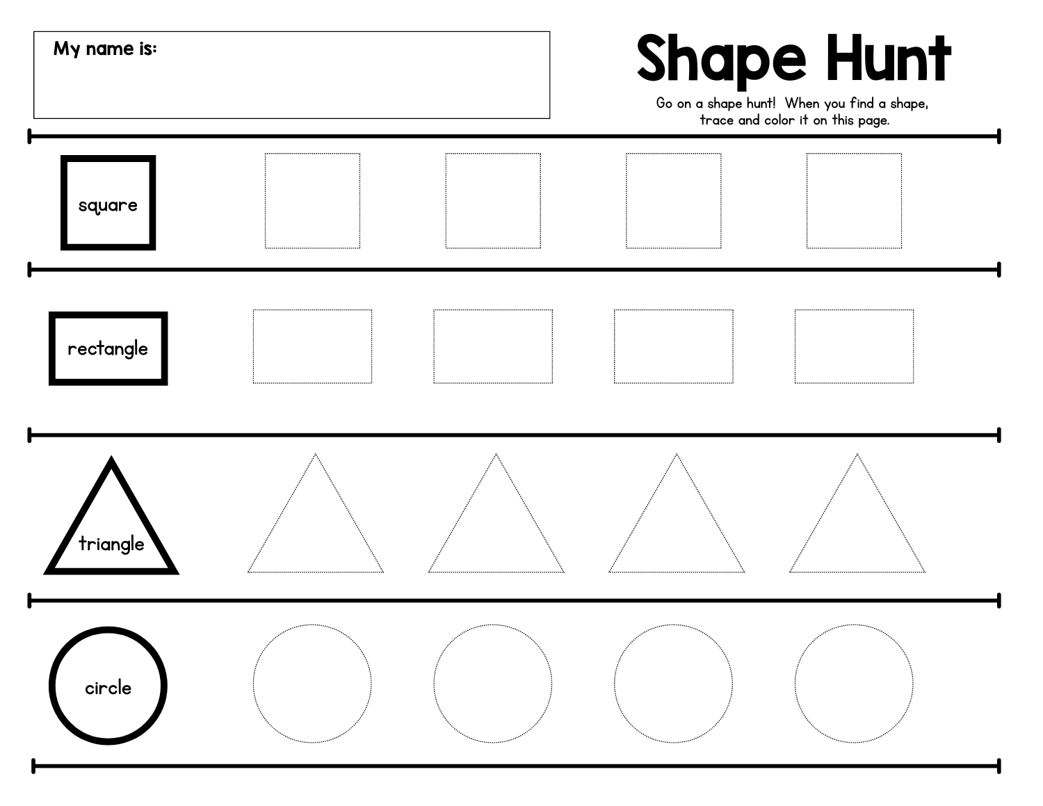 Preschool Shape Hunt Printable & Activity - A to Z Teacher Stuff