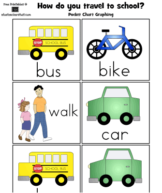 How do you travel to school? Pocket Chart Graphing Printable - A to Z ...