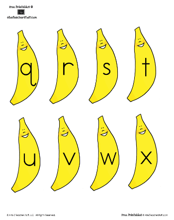 Banana Lowercase Alphabet - A to Z Teacher Stuff