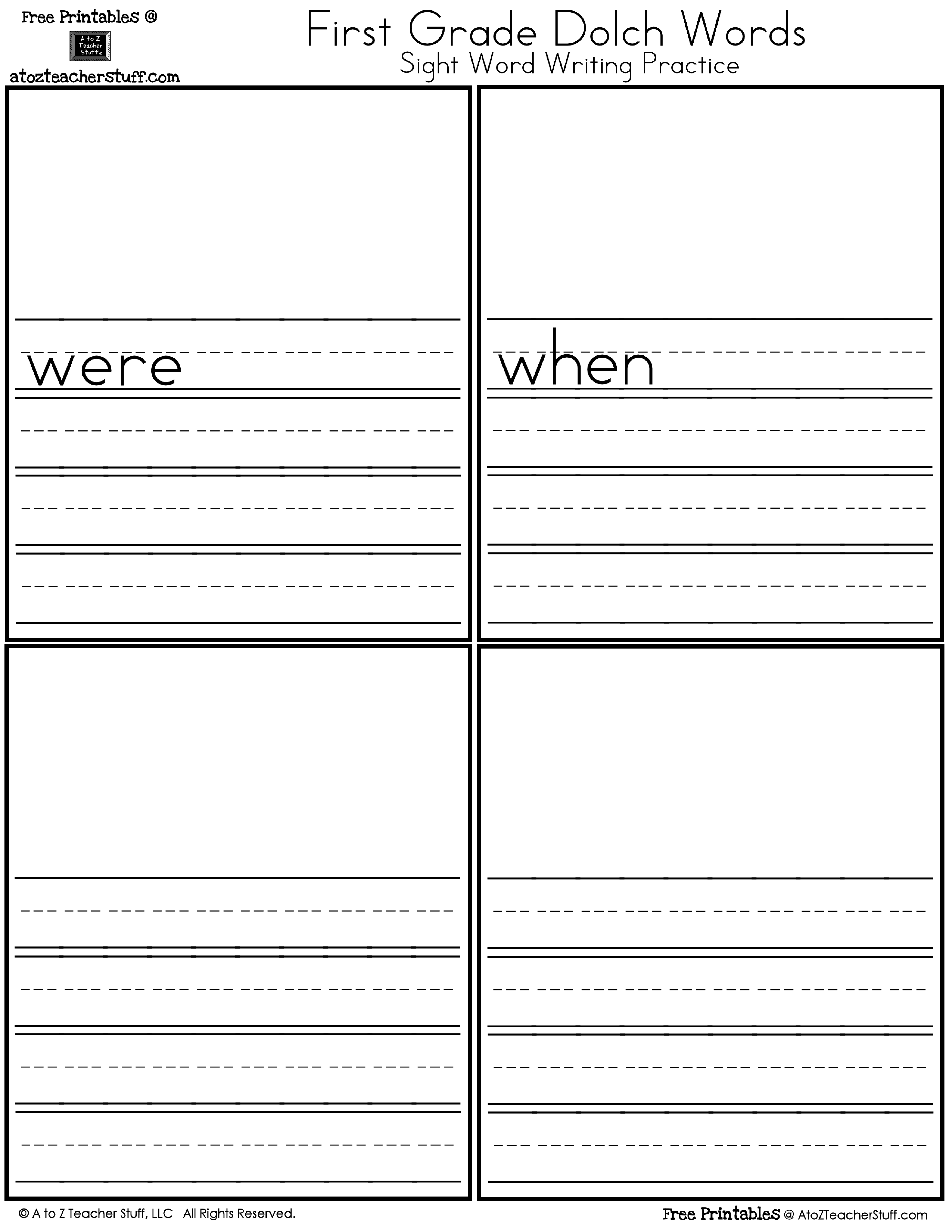 Dolch Word Printables - A to Z Teacher Stuff