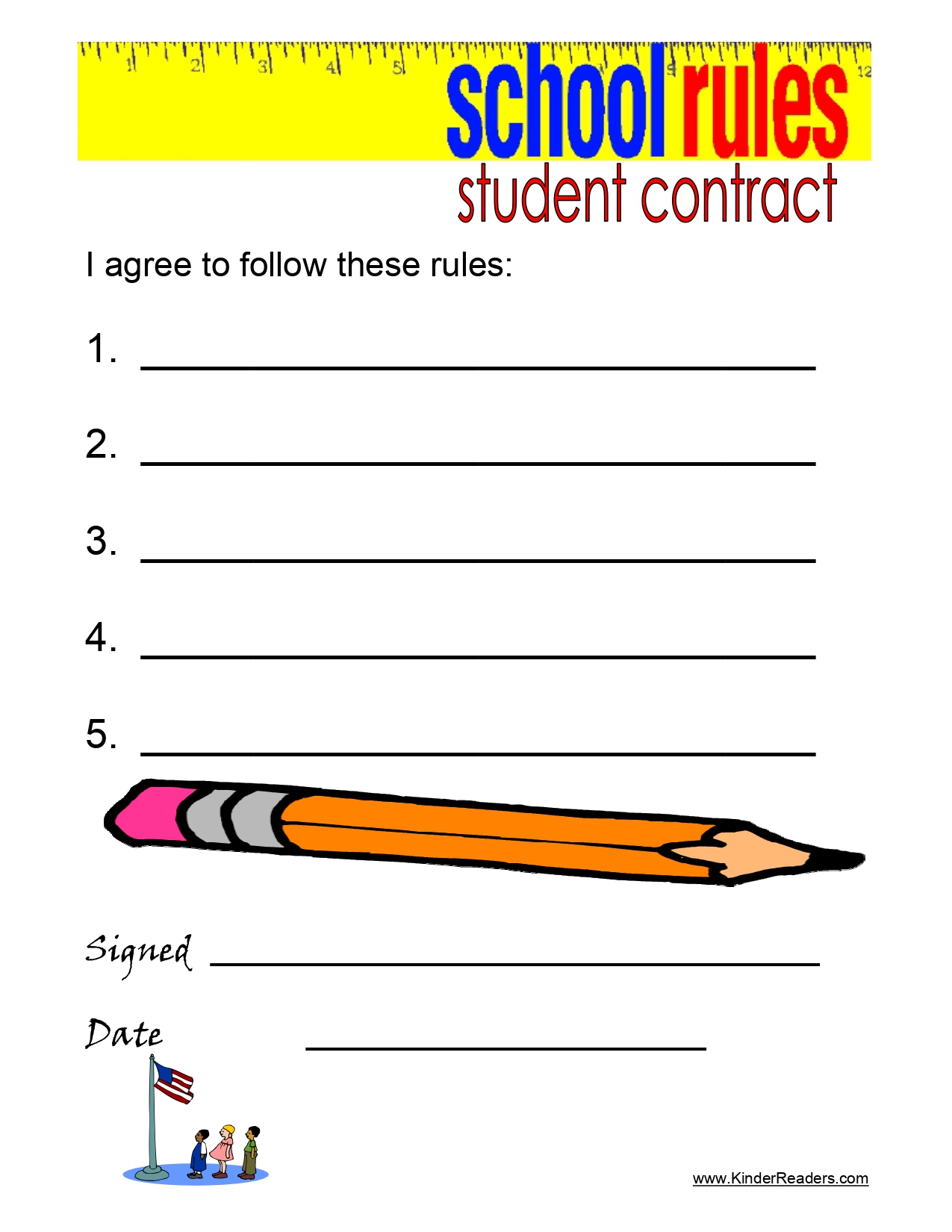 Classroom / School Rules Student Contract - A to Z Teacher Stuff