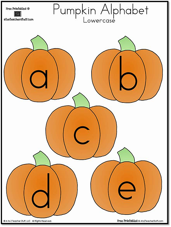 Pumpkin Lowercase and Uppercase Alphabet - A to Z Teacher Stuff