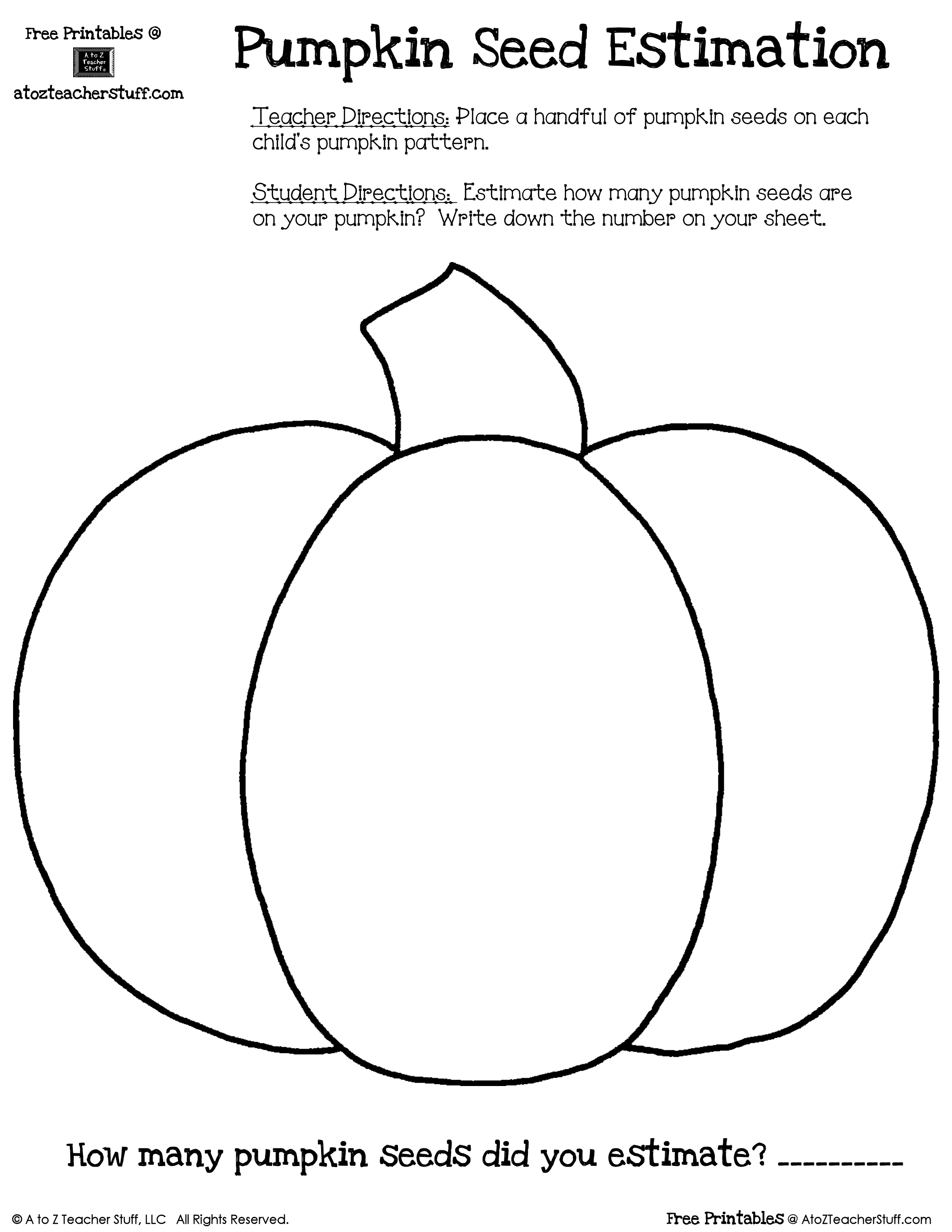 Pumpkin Seed Estimation Sheet - A to Z Teacher Stuff