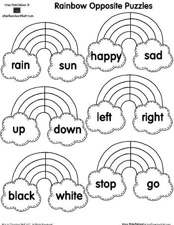 Rainbow Opposites Matching - A to Z Teacher Stuff