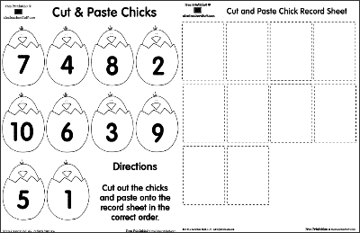 Chick Cut and Paste Counting - A to Z Teacher Stuff