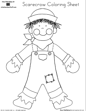Scarecrow Coloring Sheet or Pattern - A to Z Teacher Stuff
