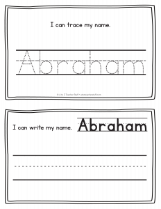 Abraham - Name Printables for Handwriting Practice - A to Z Teacher Stuff