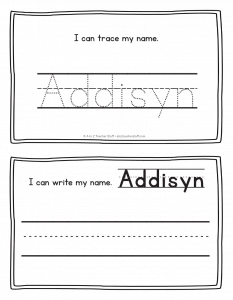 Addisyn - Name Printables for Handwriting Practice - A to Z Teacher Stuff