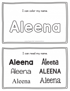 Aleena - Name Printables for Handwriting Practice - A to Z Teacher Stuff