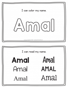 Amal - Name Printables for Handwriting Practice - A to Z Teacher Stuff