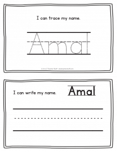 Amal - Name Printables for Handwriting Practice - A to Z Teacher Stuff