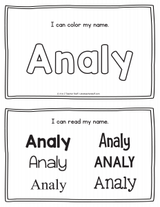 Analy - Name Printables for Handwriting Practice - A to Z Teacher Stuff