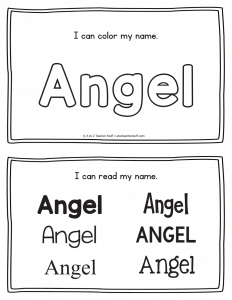 Angel - Name Printables for Handwriting Practice - A to Z Teacher Stuff