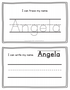 Angela - Name Printables for Handwriting Practice - A to Z Teacher Stuff