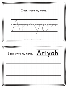 Ariyah - Name Printables for Handwriting Practice - A to Z Teacher Stuff