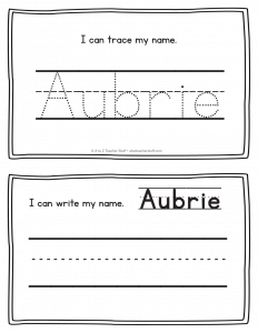 Aubrie - Name Printables for Handwriting Practice - A to Z Teacher Stuff