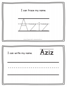 Aziz - Name Printables for Handwriting Practice - A to Z Teacher Stuff