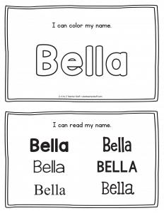 Bella - Name Printables for Handwriting Practice - A to Z Teacher Stuff