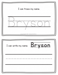 Bryson - Name Printables for Handwriting Practice - A to Z Teacher Stuff