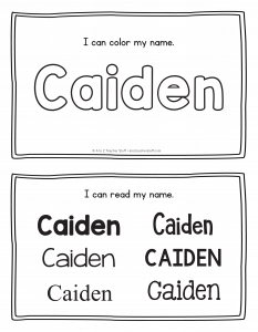 Caiden - Name Printables for Handwriting Practice - A to Z Teacher Stuff
