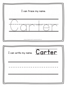 Carter - Name Printables for Handwriting Practice - A to Z Teacher Stuff