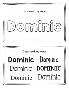 Dominic - Name Printables for Handwriting Practice - A to Z Teacher Stuff