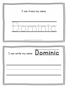 Dominic - Name Printables for Handwriting Practice - A to Z Teacher Stuff