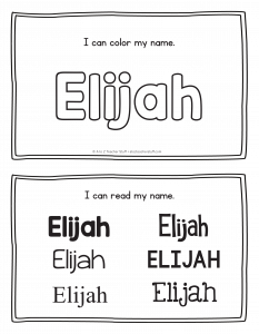 Elijah - Name Printables for Handwriting Practice - A to Z Teacher Stuff