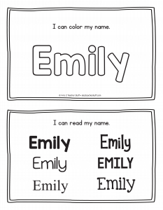Emily - Name Printables for Handwriting Practice - A to Z Teacher Stuff