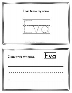Eva - Name Printables for Handwriting Practice - A to Z Teacher Stuff
