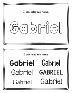 Gabriel - Name Printables for Handwriting Practice - A to Z Teacher Stuff