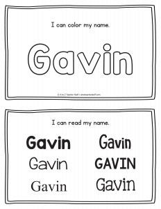 Gavin - Name Printables for Handwriting Practice - A to Z Teacher Stuff