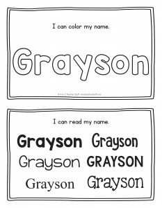 Grayson - Name Printables for Handwriting Practice - A to Z Teacher Stuff