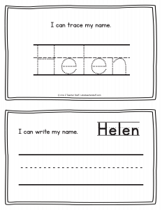 Helen - Name Printables for Handwriting Practice - A to Z Teacher Stuff