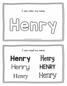 Henry - Name Printables for Handwriting Practice - A to Z Teacher Stuff