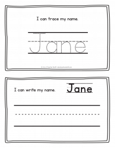 Jane - Name Printables for Handwriting Practice - A to Z Teacher Stuff