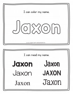 Jaxon - Name Printables for Handwriting Practice - A to Z Teacher Stuff