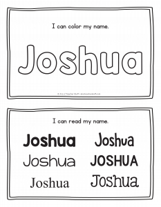 Joshua - Name Printables for Handwriting Practice - A to Z Teacher Stuff