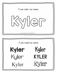 Kyler - Name Printables for Handwriting Practice - A to Z Teacher Stuff