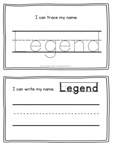 Legend - Name Printables for Handwriting Practice - A to Z Teacher Stuff
