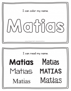 Matias - Name Printables for Handwriting Practice - A to Z Teacher Stuff