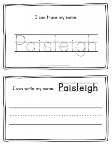Paisleigh - Name Printables for Handwriting Practice - A to Z Teacher Stuff