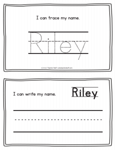 Riley - Name Printables for Handwriting Practice - A to Z Teacher Stuff