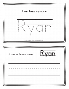 Ryan - Name Printables for Handwriting Practice - A to Z Teacher Stuff