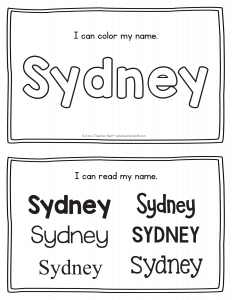 Sydney - Name Printables for Handwriting Practice - A to Z Teacher Stuff
