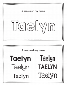 Taelyn - Name Printables for Handwriting Practice - A to Z Teacher Stuff