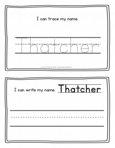 Thatcher - Name Printables for Handwriting Practice - A to Z Teacher Stuff