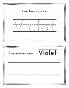 Violet - Name Printables for Handwriting Practice - A to Z Teacher Stuff