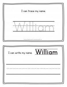 William - Name Printables for Handwriting Practice - A to Z Teacher Stuff