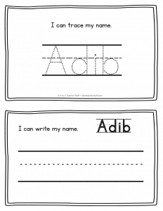 Adib - Name Printables for Handwriting Practice - A to Z Teacher Stuff